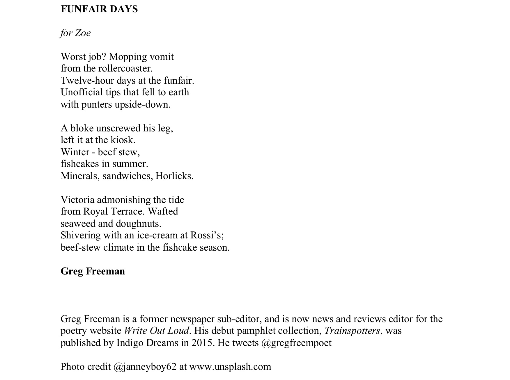 FUNFAIR DAYS ~ A poem by Greg Freeman – The Beach Hut